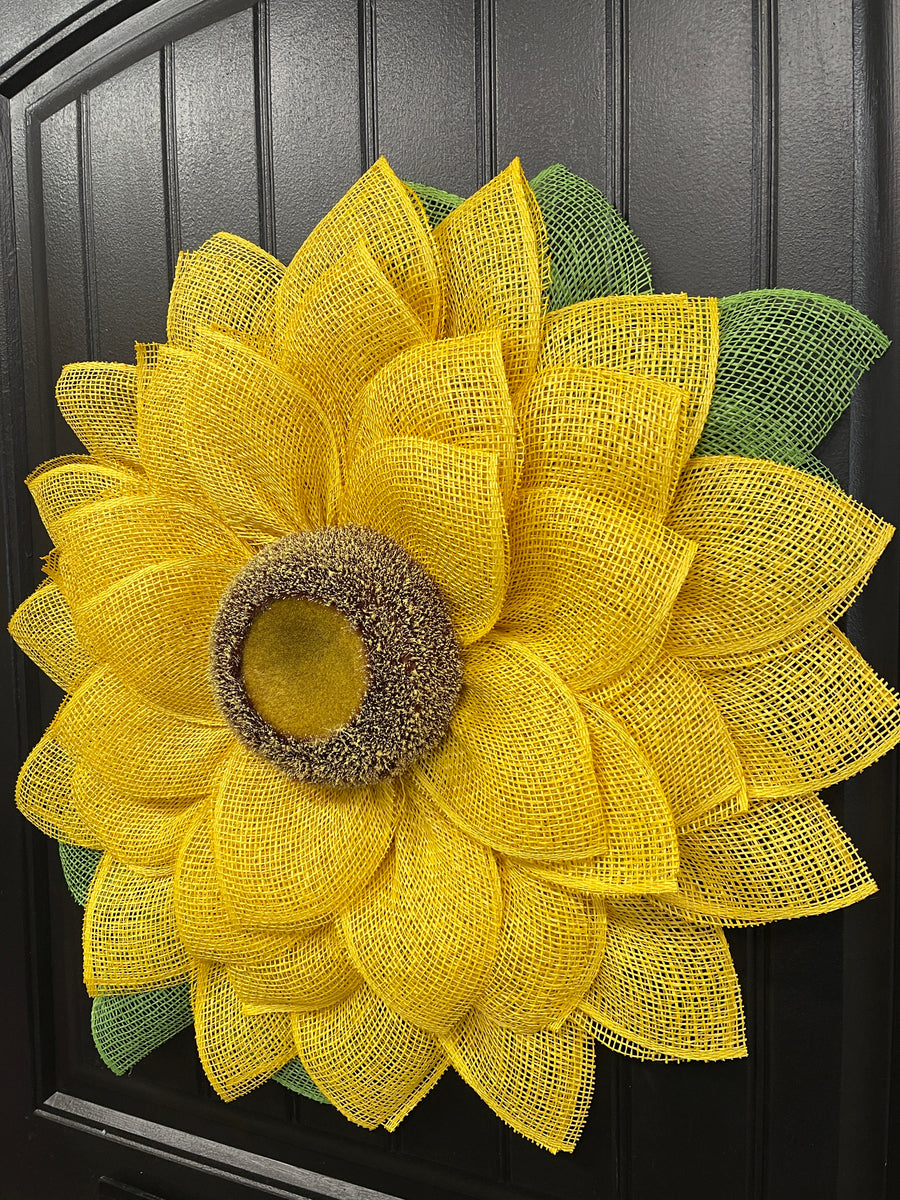Spring Sunflower Wreath, Floral Front Door Decor, KatsCreationsNMore