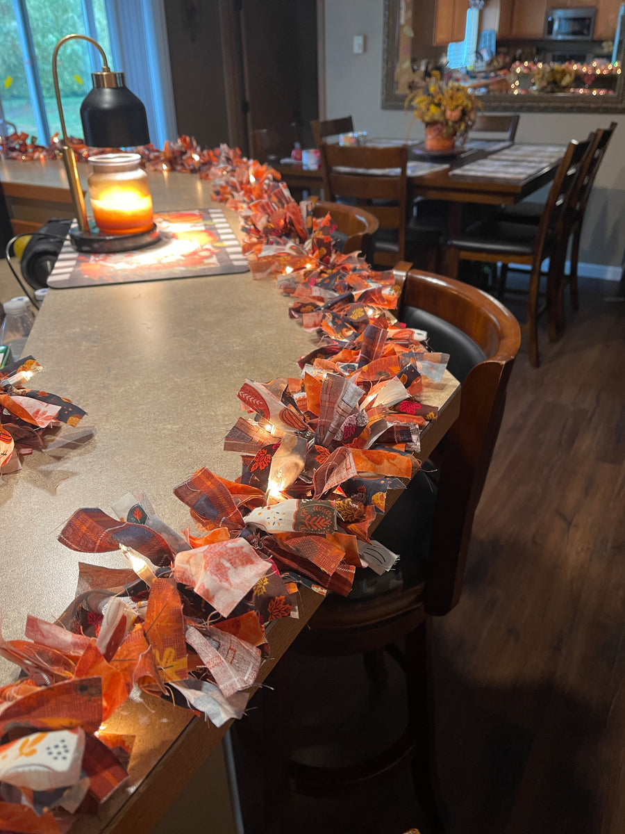 Fall Lighted Fabric Garland, Seasonal Holiday Autumn Rustic Home Decor ...