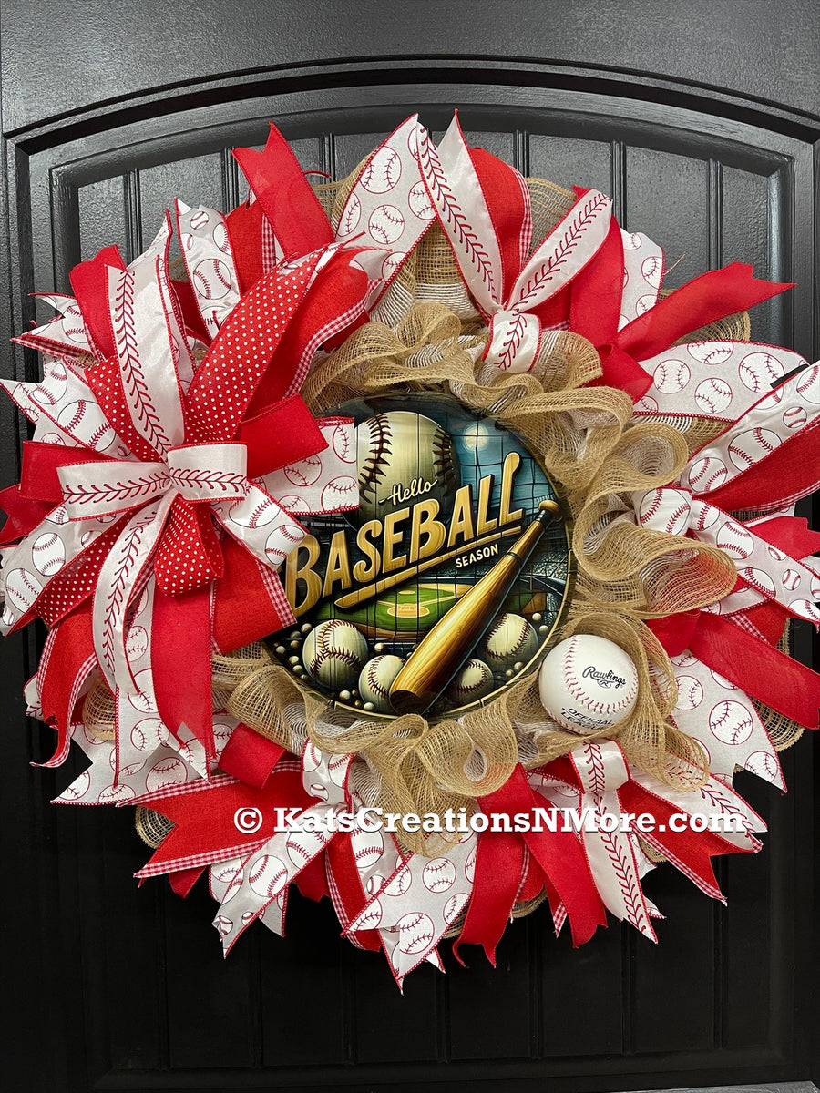 Baseball Season Wreath, KatsCreationsNMore, Sports Front Door Decorati