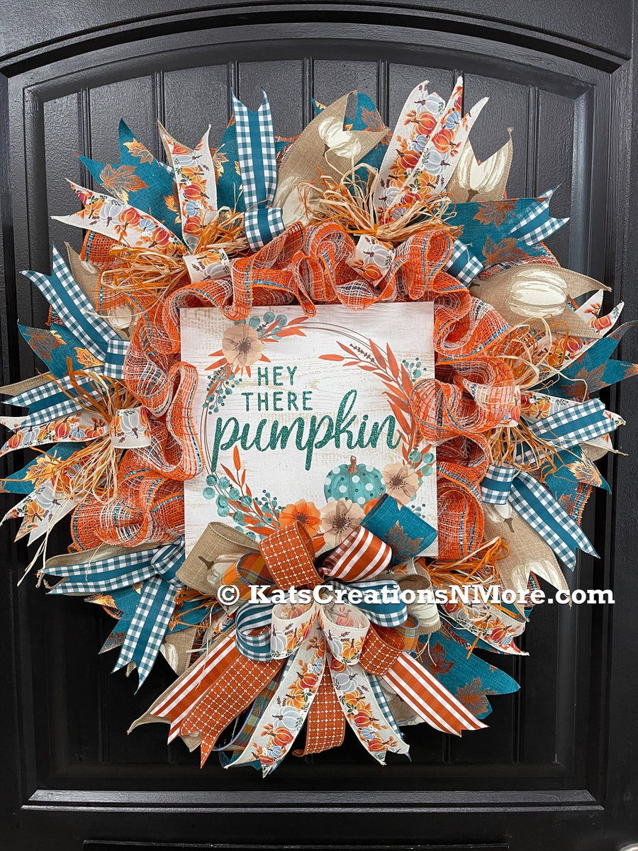 Hey There Pumpkin Fall Wreath, KatsCreationsNMore