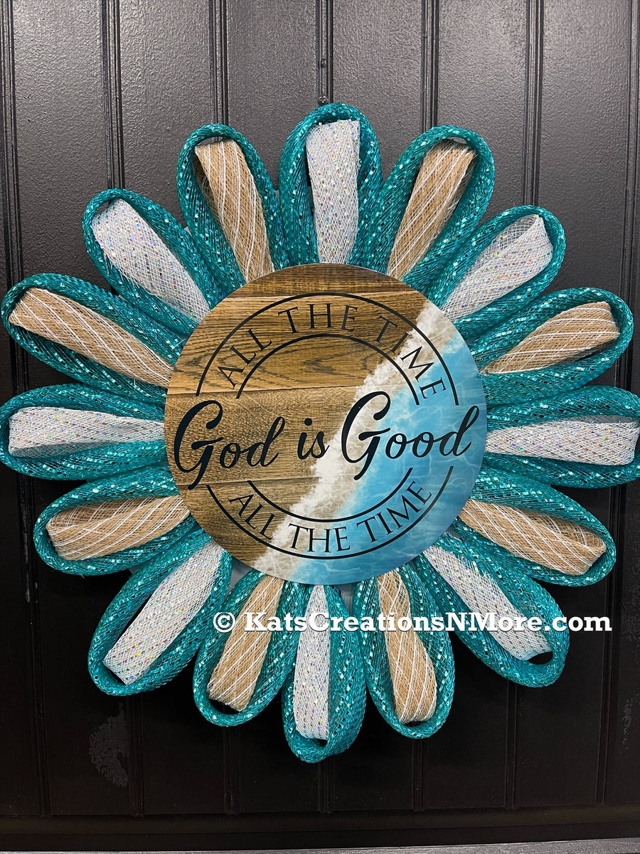 Daisy Chain Petal Beach Storm Door Wreath, KatsCreationsNMore